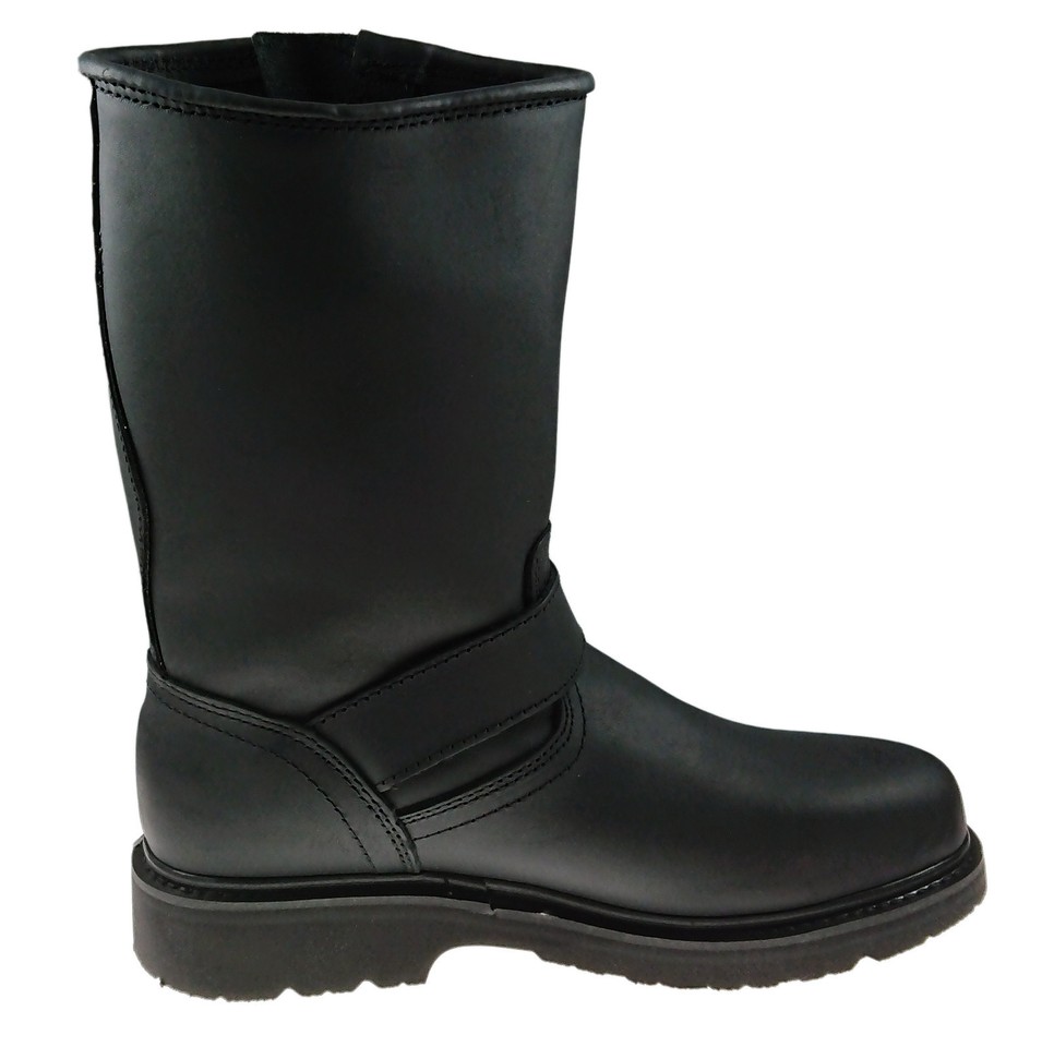 Men's Genuine Leather Establo Biker Work Boots Black Pull On_Made in ...