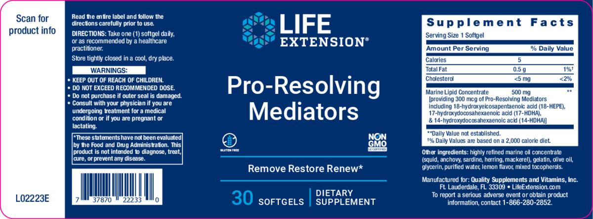 Life Extension Pro-resolving Mediators Inflammation & Health Supplement ...