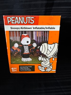 Gemmy 3.2 Ft Peanuts Snoopy Airblown Bat Halloween Inflatable #228896 ...