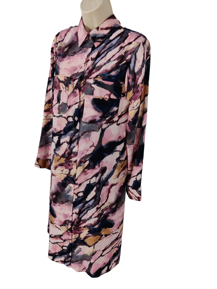 WOMEN BOOHOO UK 10 PINK MARBLE PRINT LONG SLEEVE CASUAL WORK UTILITY ...