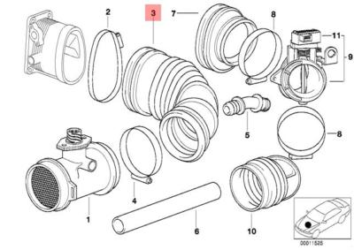 Genuine BMW Z3 E36 3 Series Housing Fuel Injection Air Intake Boot ...