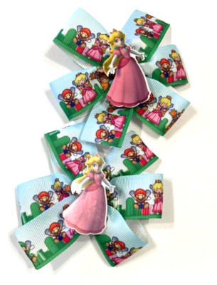 Beautiful Princess Peach inspired set of pigtail hair bows for girls ...