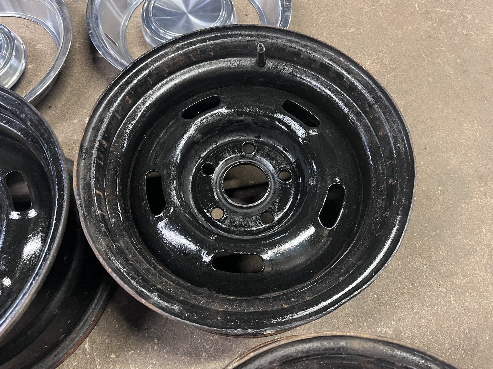 1972 72 Ford Mustang 14X7 Styled Steel Wheels Rims with Trim Survivor ...