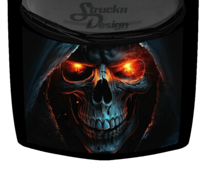 Fiery Hooded Skull Grim Reaper Truck Hood Wrap Vinyl Car Graphic Decal ...