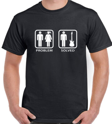 Guitar T-Shirt Problem Solved Mens Funny Electric Acoustic Bass Player ...