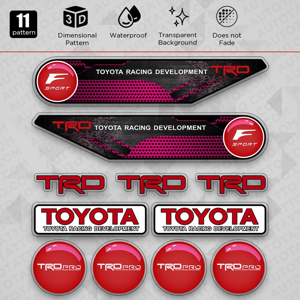 Toyota TRD Racing Pro Motor Sport Car 3D Logo Sticker Vinyl Decal ...