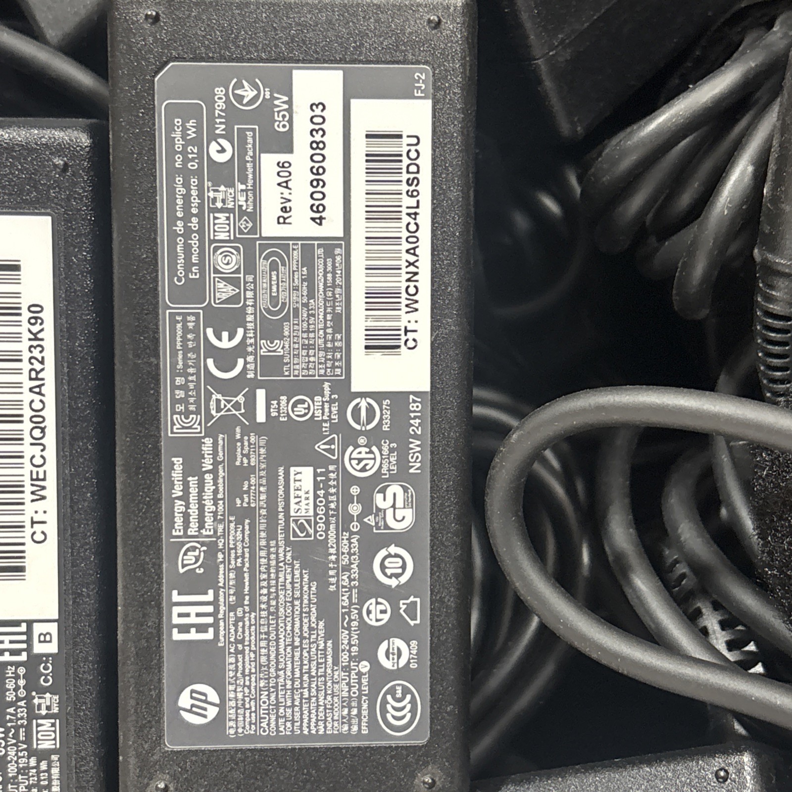 HP 65W BigTip Lot Of 10x 19.5V 3.33A Power Adapter 7.4mm With Cables ...