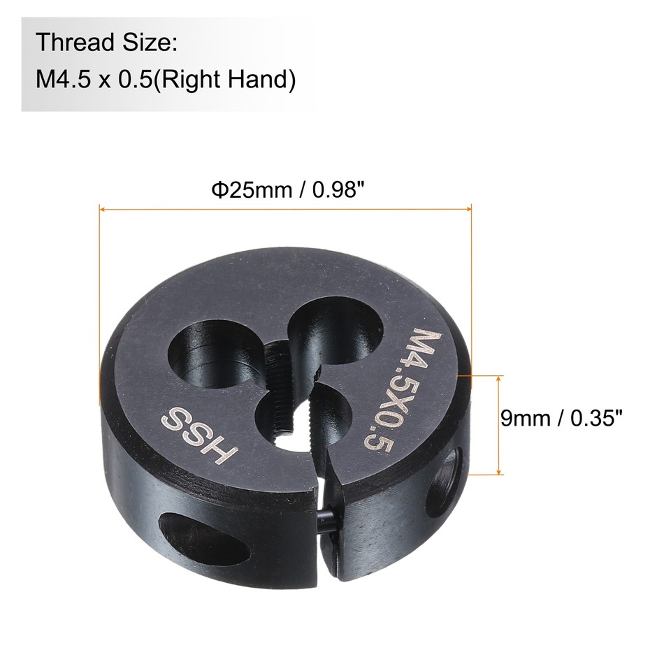 Round Threading Die M4.5 x 0.5 Metric Thread Adjustable Right Hand ...