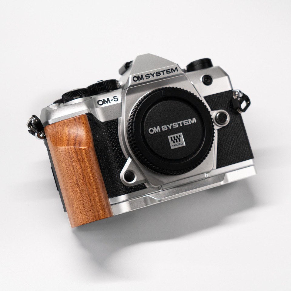 Wood Camera Hand Grip Handle L board QR Plate for Olympus OM5 Mark II ...