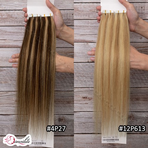 Champagne Blond Russian Tape In Human Hair Extensions Real Remy Skin ...