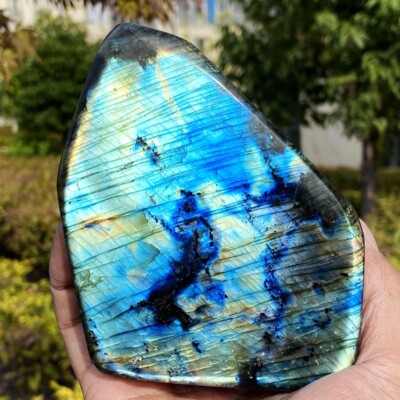 1.99LB Natural Labrador flash moonstone quartz crystal mineral specimen ...