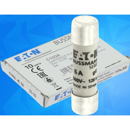 10pc new eaton Bussmann C10G6 (6Amp) 6A 500Vac Cartridge Fuse 10x38mm ...