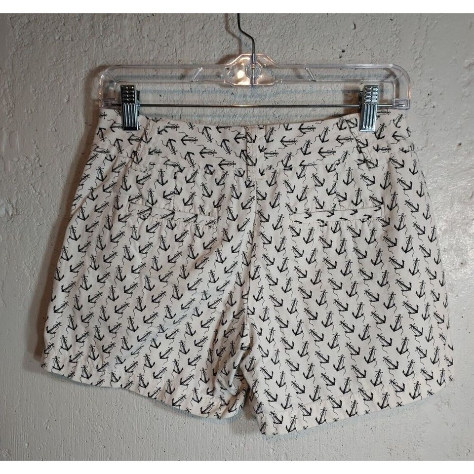 J.Crew City Fit Anchor Ivory Black Chino Shorts Preppy Nautical Women's ...