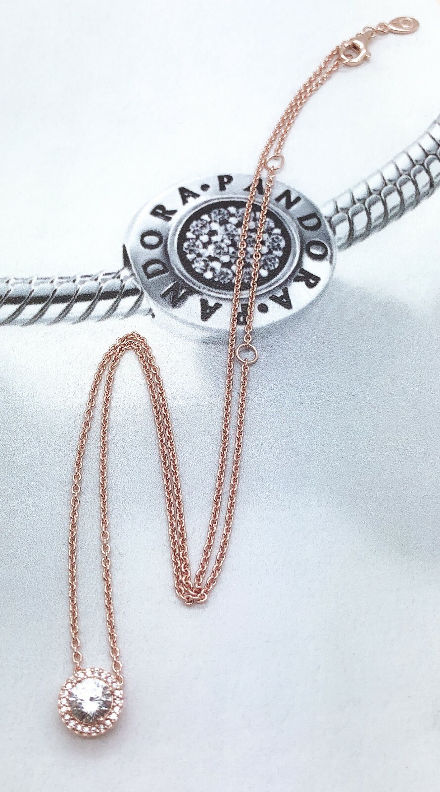 NEW Authentic PANDORA Rose Gold Classic Sparkle Elegance Chain Necklace ...