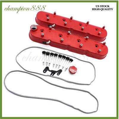 Aluminum Gloss Red Tall LS Valve Covers For Chevy LS1 LS2 LS3 LS6 LS7 ...