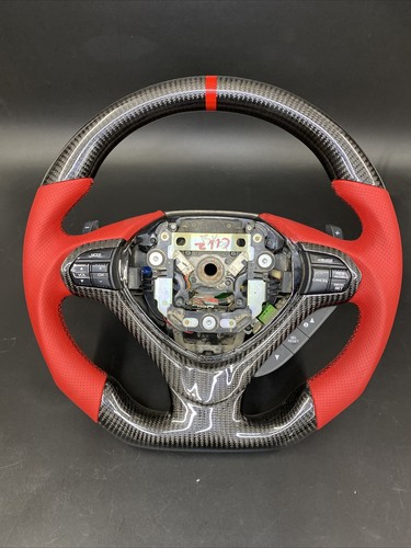 Acura TSX 2009-14 Carbon fiber steering wheel Red leather Black ...