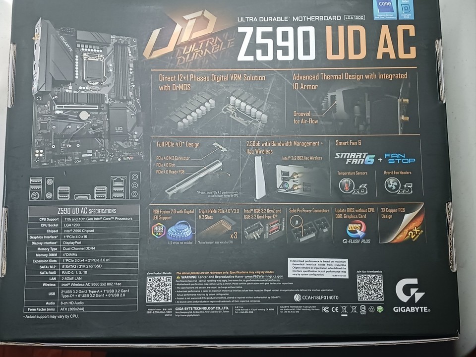 Gigabyte Z590 UD AC - ATX Z590 DDR4 WIFI Motherboard | eBay
