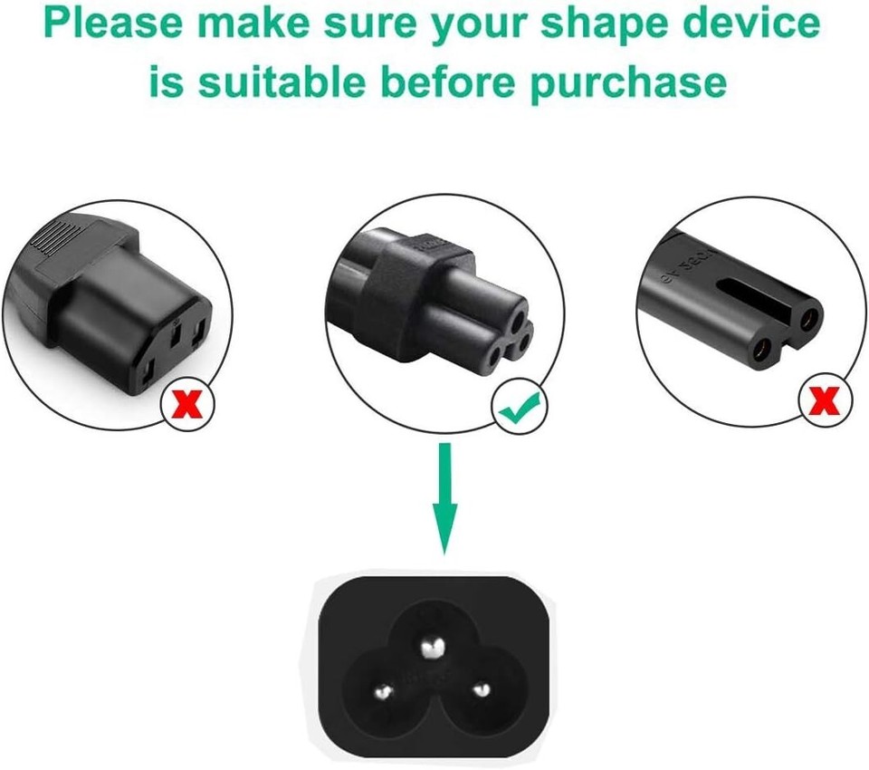 3 Prong AC Mickey Mouse Power Cord Cable for Dell Toshiba HP Lenovo ...