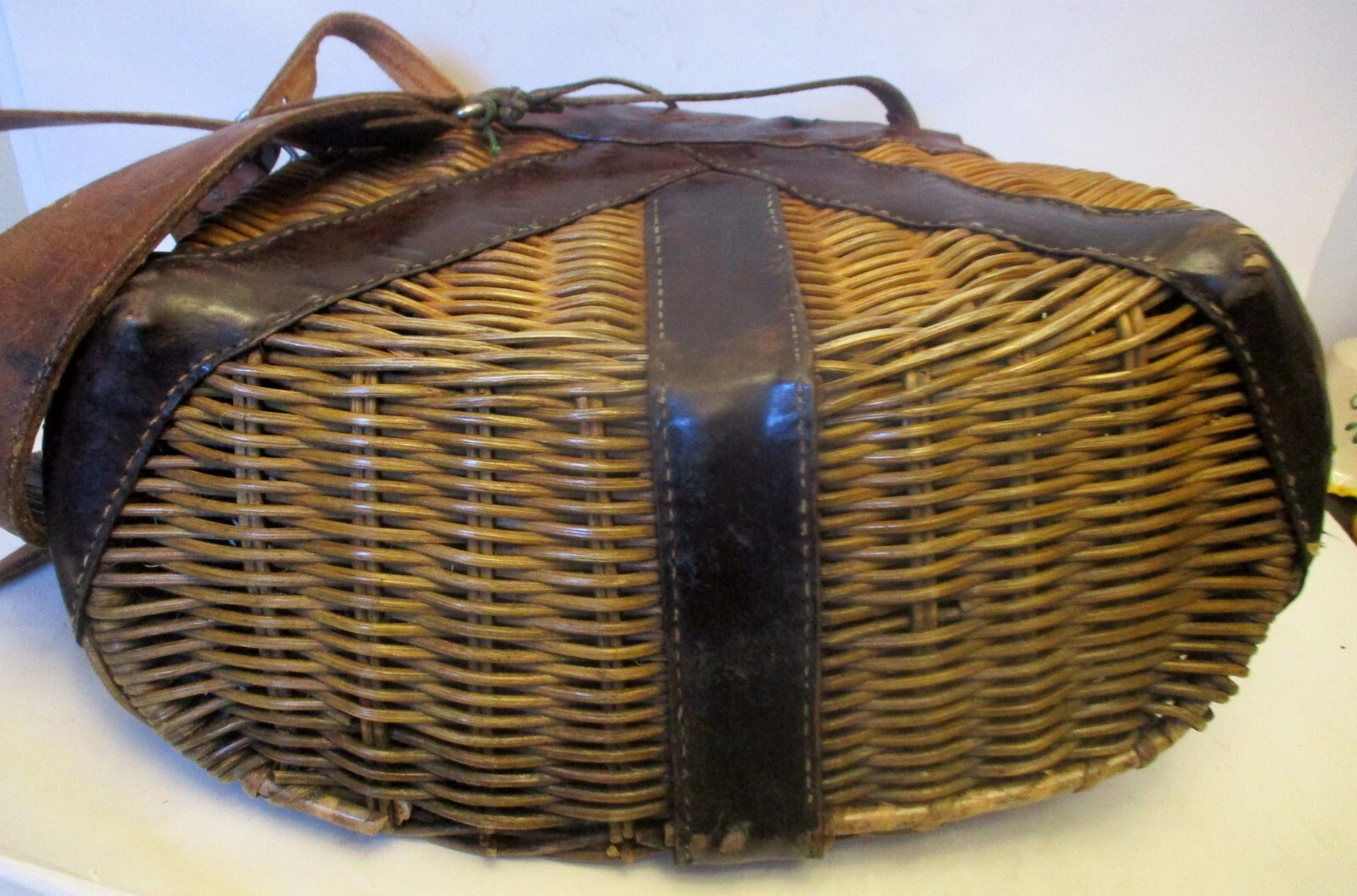 Vtg FISHING Woven CREEL LEATHER Handle DETAIL Fishing Knife | eBay