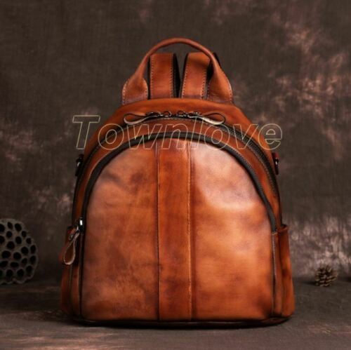 Women's Genuine Real Cow Leather Backpack Handbag Purse Satchel Travel ...