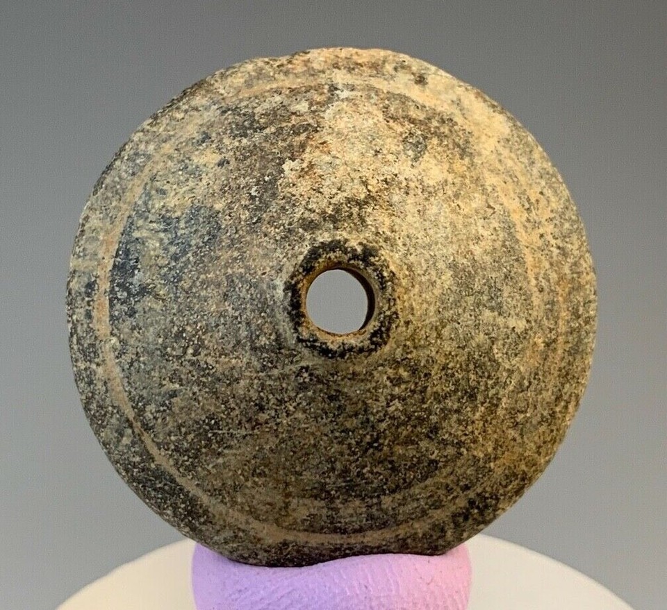 ANCIENT ROMAN STONE SPINDLE WHORL; 100 BC - 100 AD. NICE AND HEAVY ...