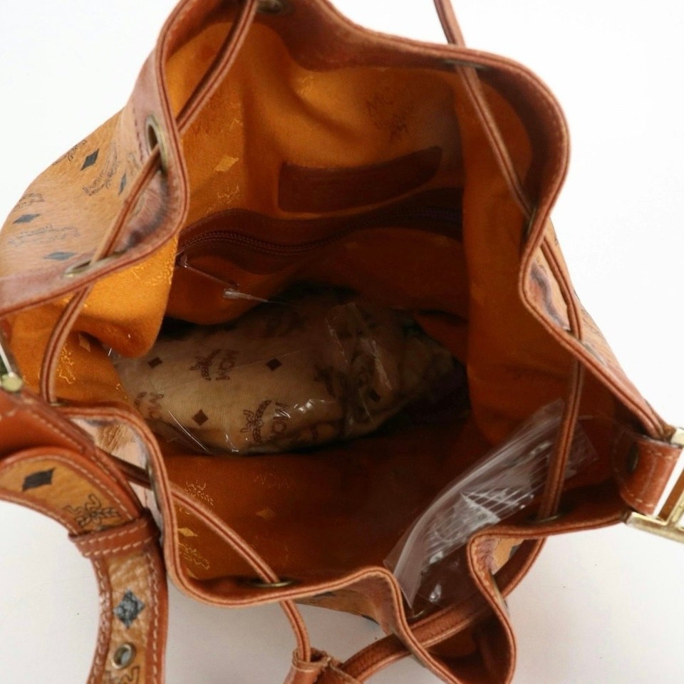 Authenticated MCM Leather Drawstring Bucket Bag | eBay