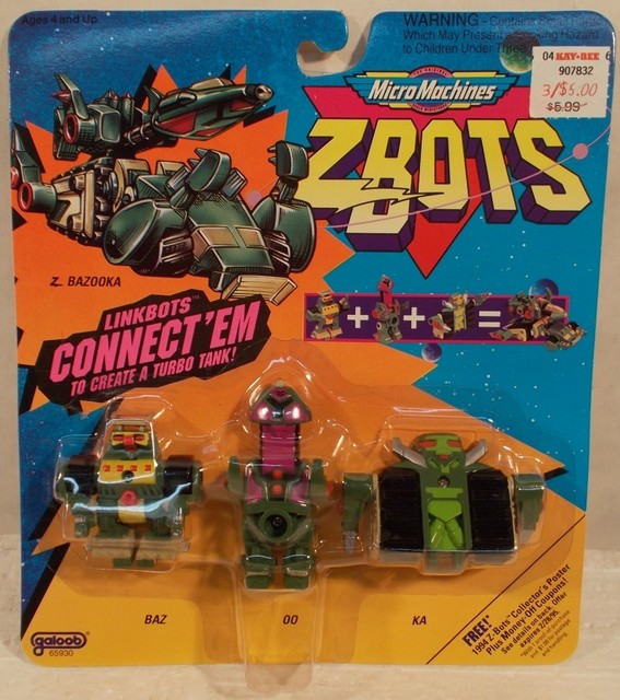 Galoob Micro Machines Z-bots ZBOTS Triplex Set of 3 Robots #5 MOC 1993 ...