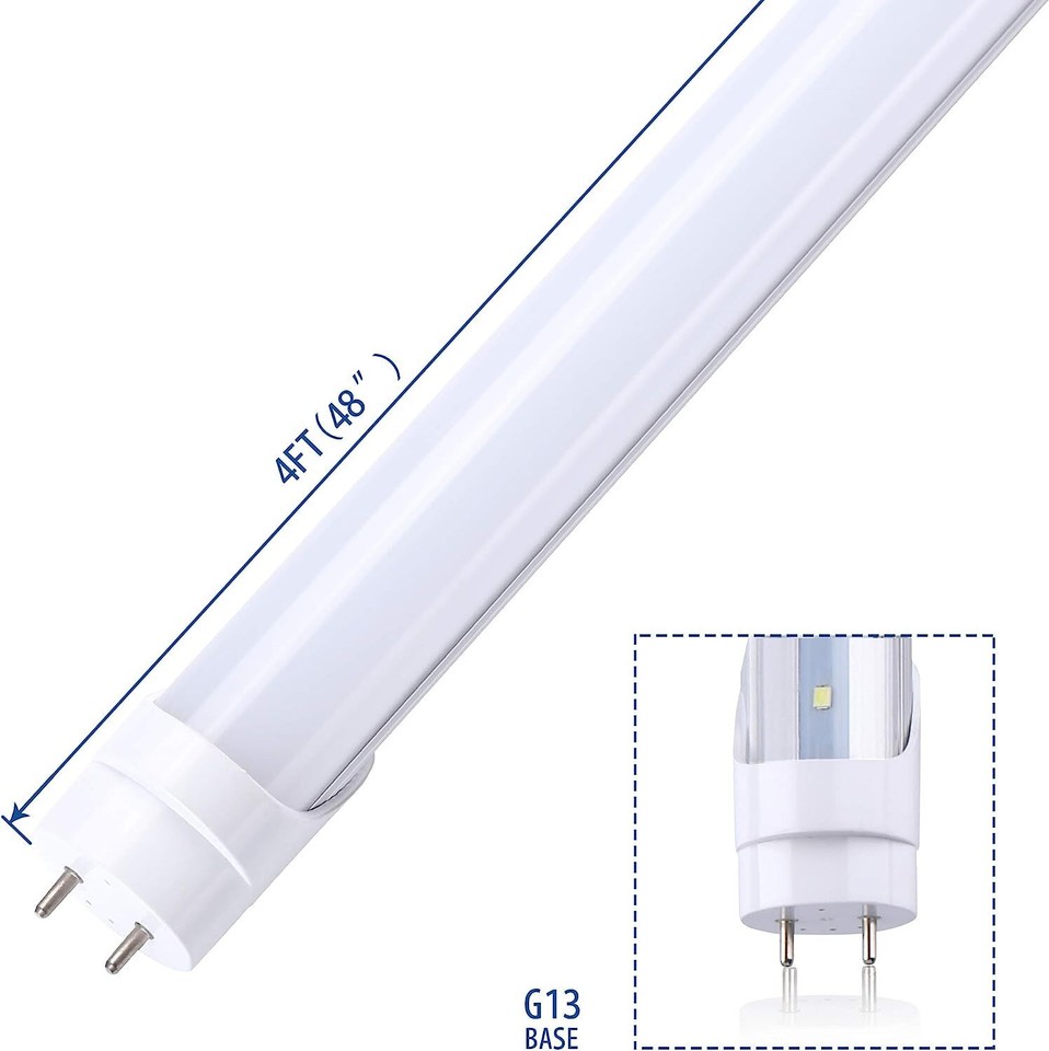 T8 4FT 22W LED Tube Light Bulb 5000K G13 4 foot LED Shop Light Milky ...