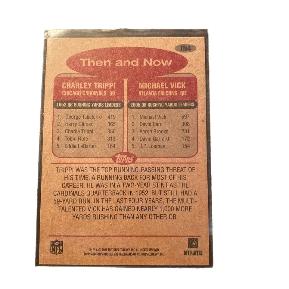 Michael Vick / Charley Trippi 1952 Topps Heritage Then Now Dual NFL ...