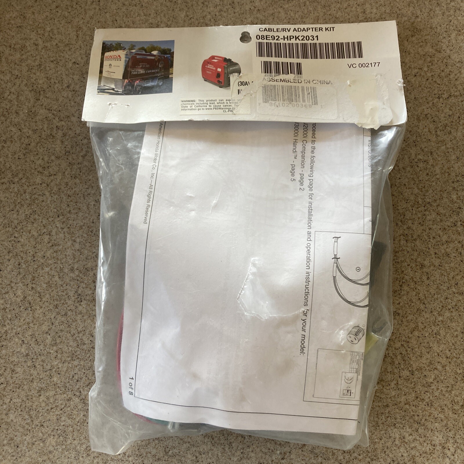 Honda Eu2000i and Eu2000 Portable Companion Parallel Cable 30 Amp RV ...