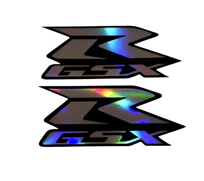 2 Suzuki GSXR Holographic Chrome Stickers 600 GSXR 750 1000 emblem bike ...