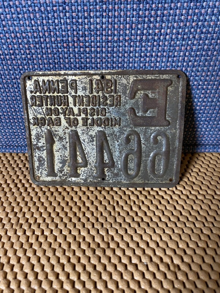 Vintage Pennsylvania Hunting License 1941 Metal Embossed Resident ...