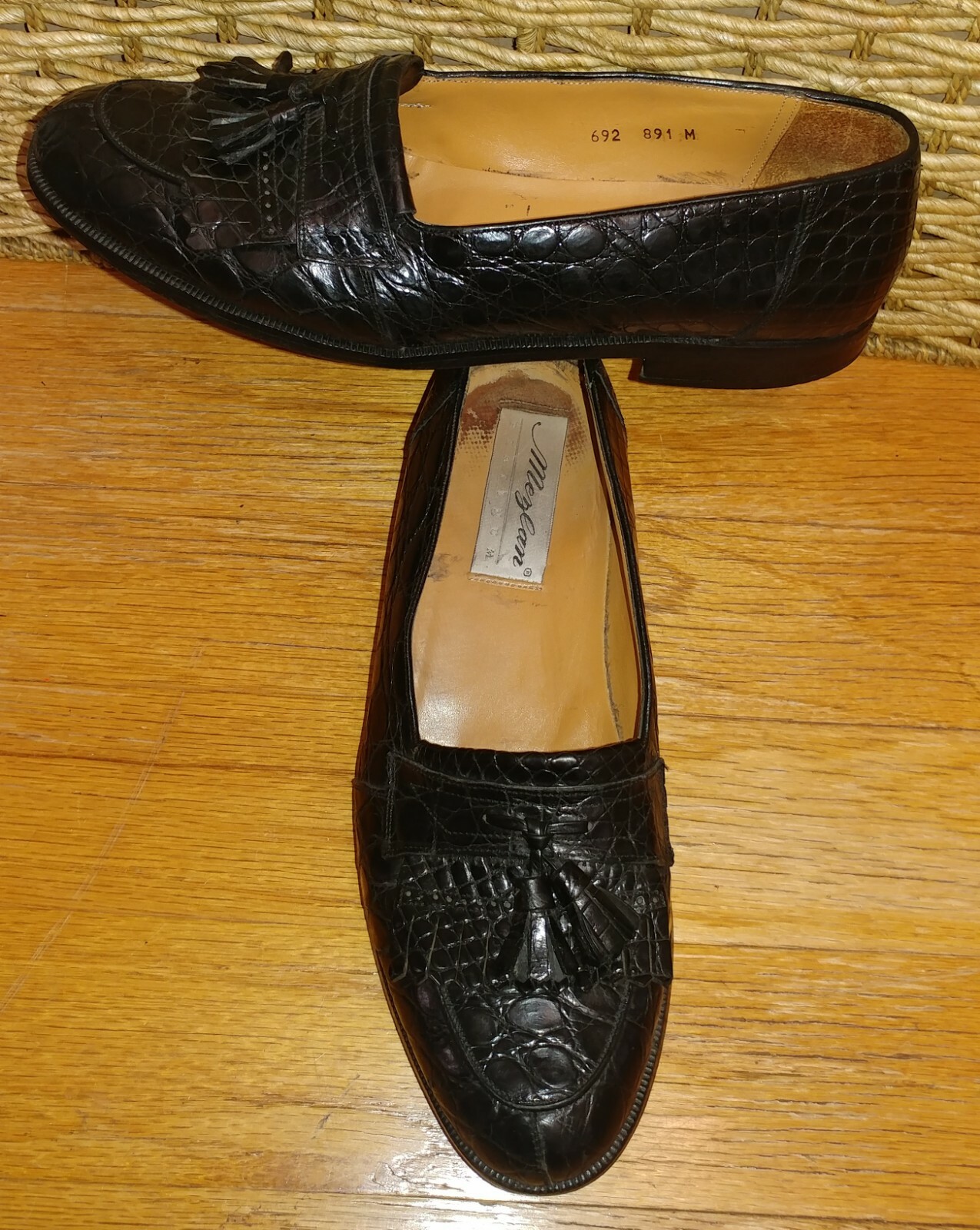 MEZLAN PLATINUM RODEO MENS BLACK CROCODILE TASSEL LOA… - Gem