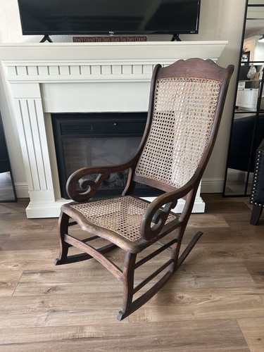 Antique 1800s Lincoln Caned Back Rocker | eBay