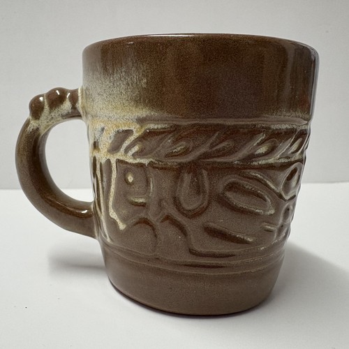 Frankoma 7C Mayan Aztec Brown Tan Coffee Mug 3" Vintage 5oz | eBay