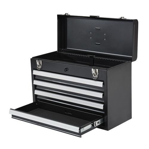 Uimoso 20.5-inch Metal Tool Box with 4 Drawers and Black Tool Organizer ...