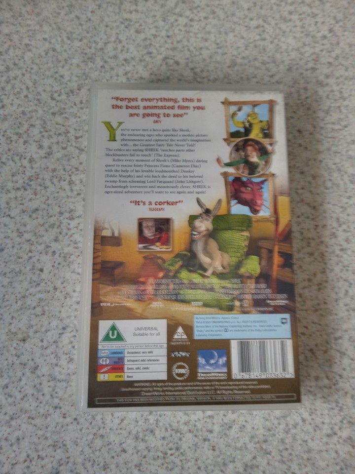 SHREK Big Box VHS Video Tape 2001 MIKE MYERS EDDIE MURPHY CAMERON DIAZ ...