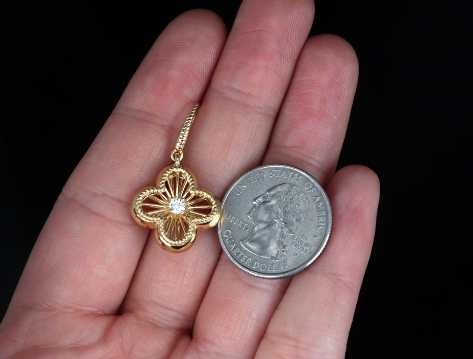 $4,750 Roberto Coin 18K Yellow Gold Round Diamond Quatrefoil Clover ...