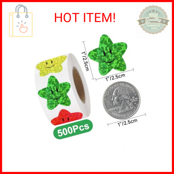 Anwyll Star Stickers,Happy Smiley Face Star Stickers for Kids Reward ...