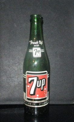 VINTAGE 7 UP 12 OZ. GREEN GLASS SODA POP BOTTLE "FRESH UP" WITH 7UP | eBay