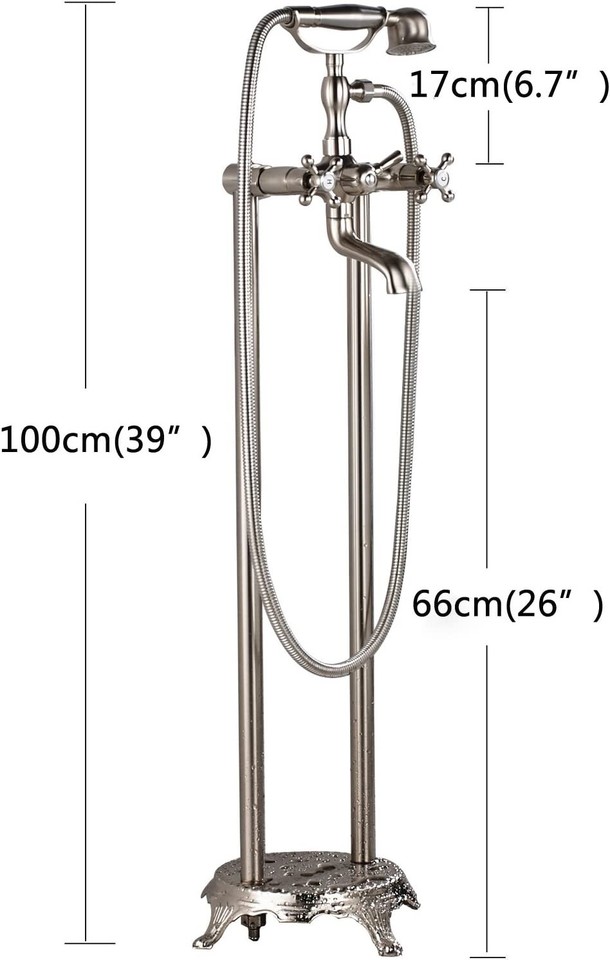 Floor Mounted Free Standing Bathroom Tub Faucet Rain Shower Head Shower ...