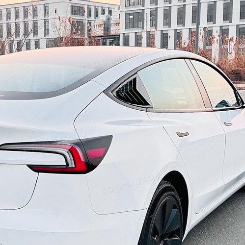 Carbon Fiber Look Rear Side Window Scoop Louver Trim For Tesla Model 3 ...