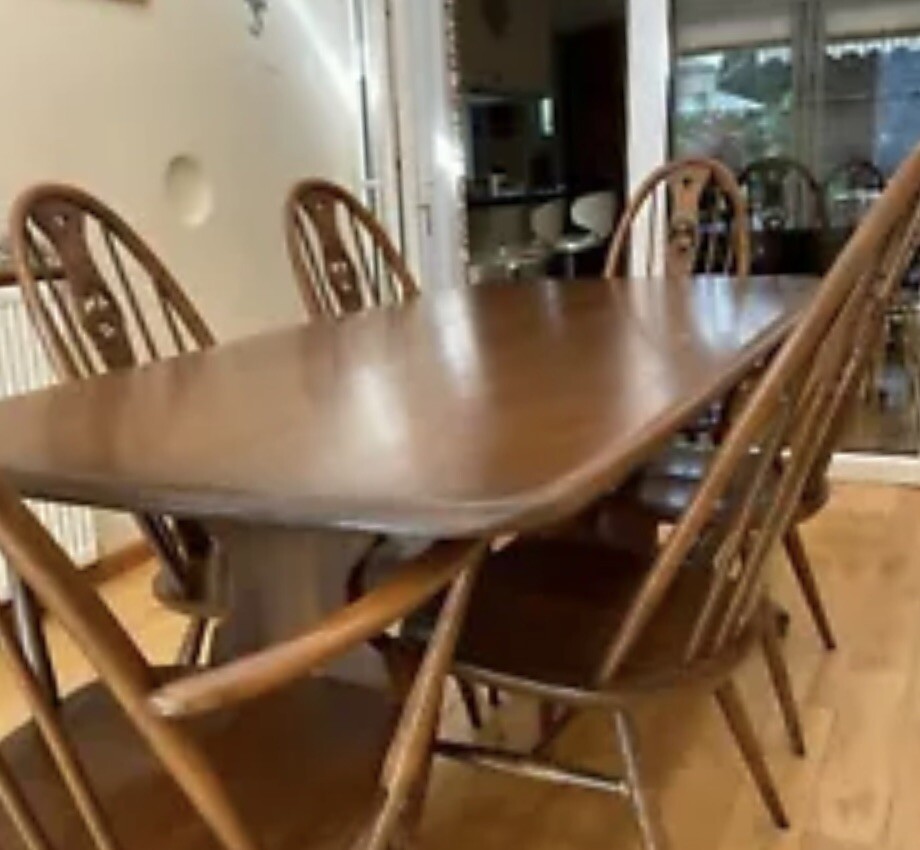 Vintage Ercol Table With 4 Quaker Chairs And 2 Quaker Carvers. | eBay UK