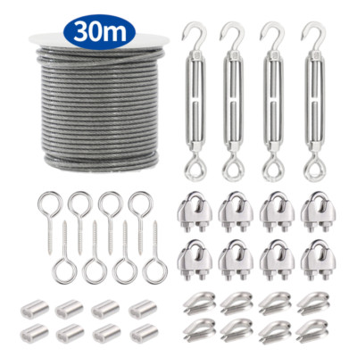 Guy Wire Rope Kit Trellis Wire Turnbuckles Cable Wire Stainless Steel ...