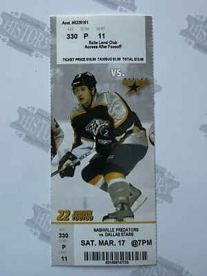 2007 Dallas Stars at Nashville Predators Ticket 3/17/07 Mike Modano 2 ...