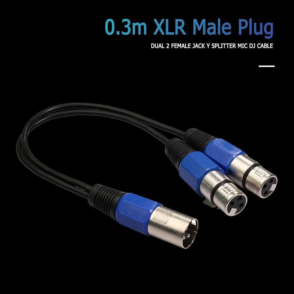 0.3m XLR Male Plug to Dual XLR Female Jack Y Splitter Mic DJ Audio ...