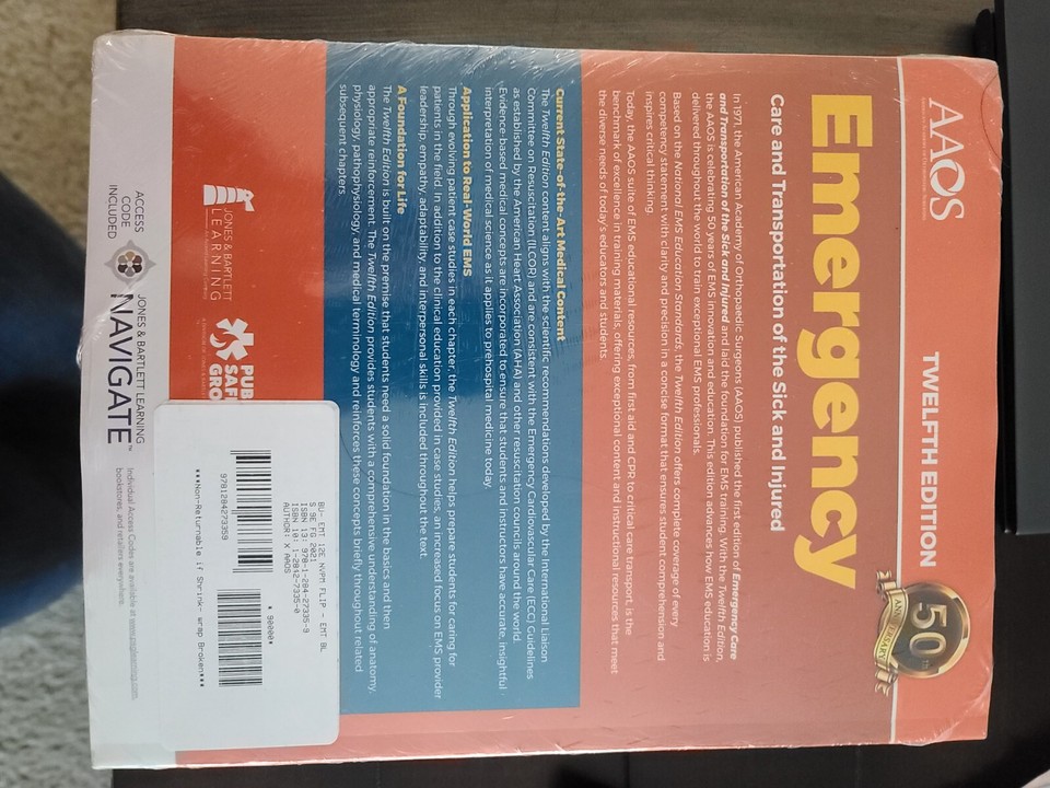 AAOS EMT/EMS (12th Edition) Textbook with Field Guide (NEW) | eBay