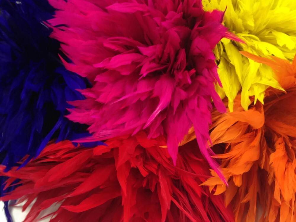 4 Inch Strip - Turquoise Blue Bleached & Dyed Strung Rooster Schlappen ...