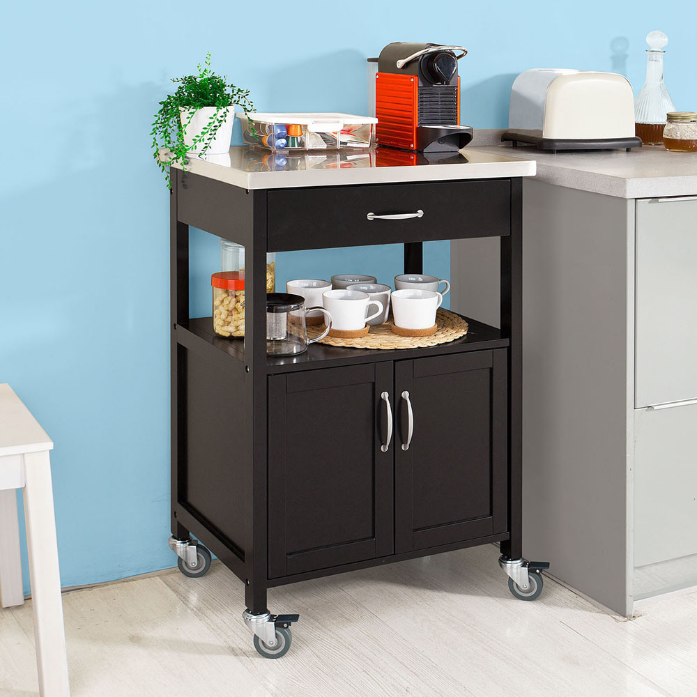 SoBuy Kitchen Cups Storage Trolley Cart Cabinet Black,FKW22-SCH,UK ...