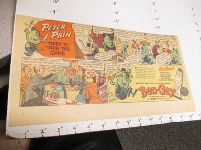 newspaper ad 1950s BEN GAY Peter Pain monster TRIES CAKE Powerhouse ...